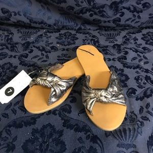 a.n.a | Shoes | Ana Dark Silver Flat Slidessandals Nwt | Poshmark